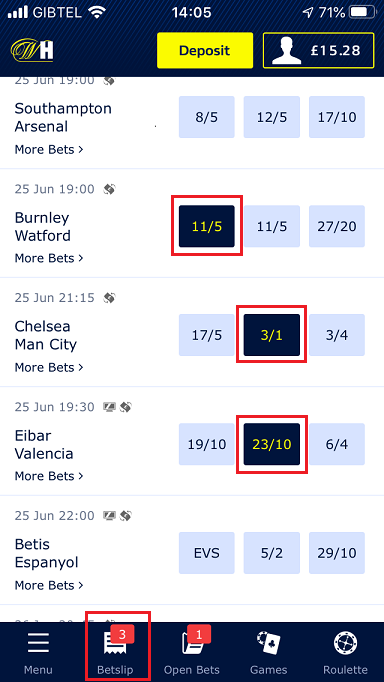 How do I place a multiple bet?