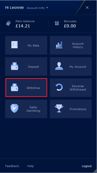 How do I withdraw using a debit or credit card?