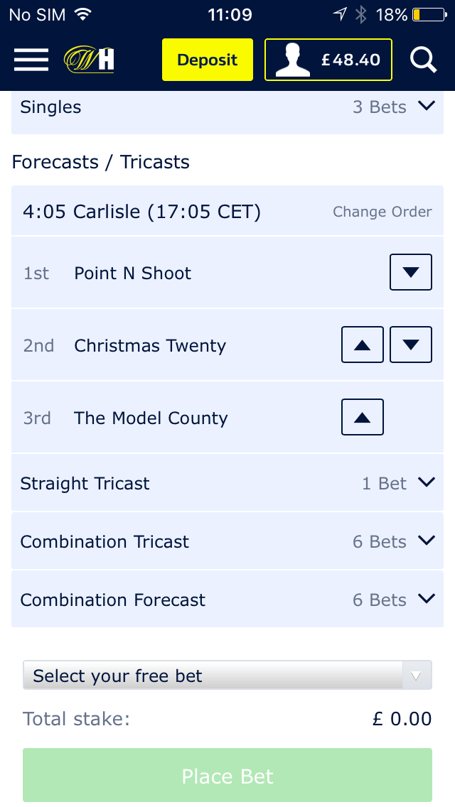 How do I place a forecast or tricast?